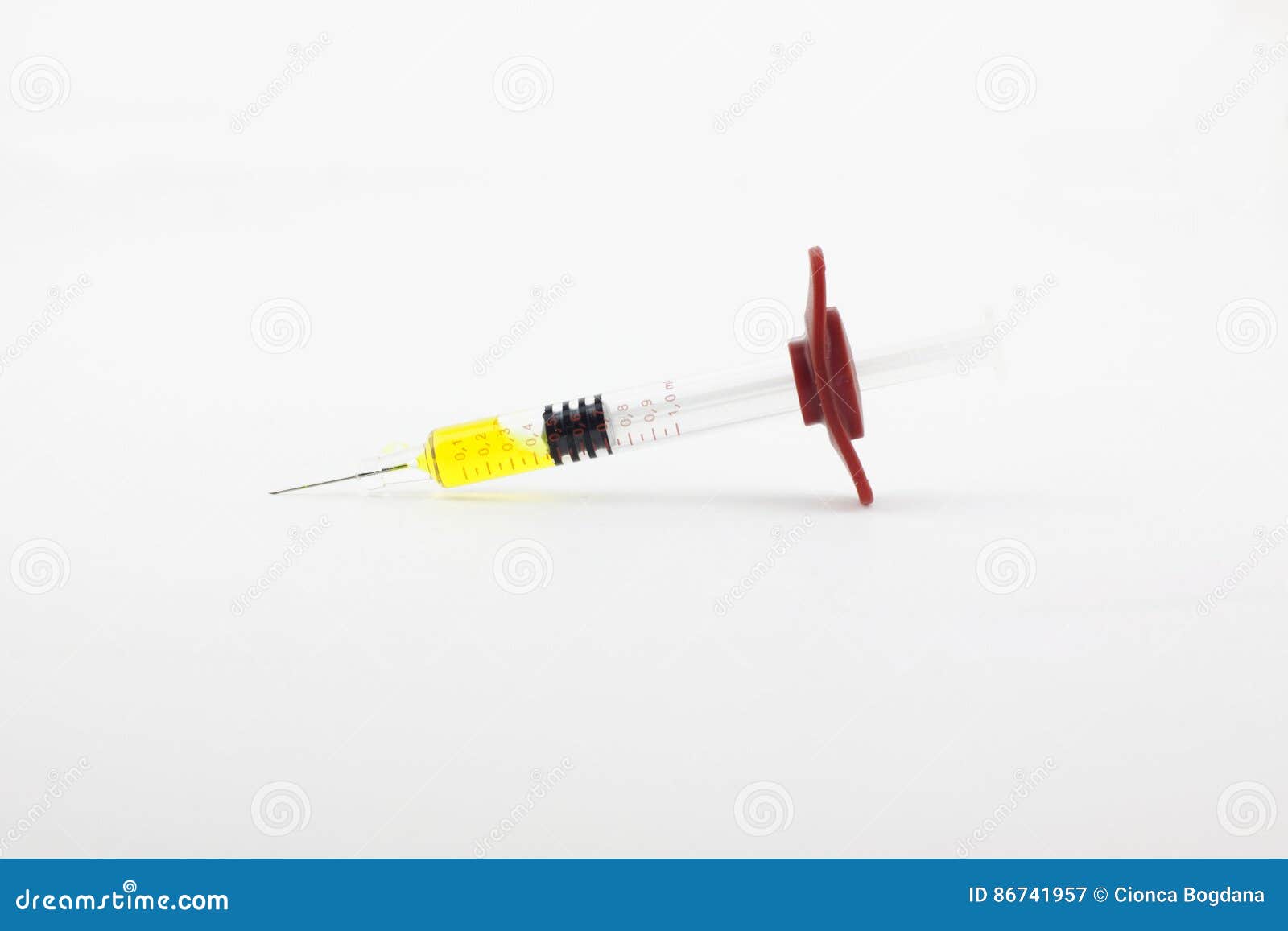 Saline syringe on white stock image. Image of hospital - 86741957