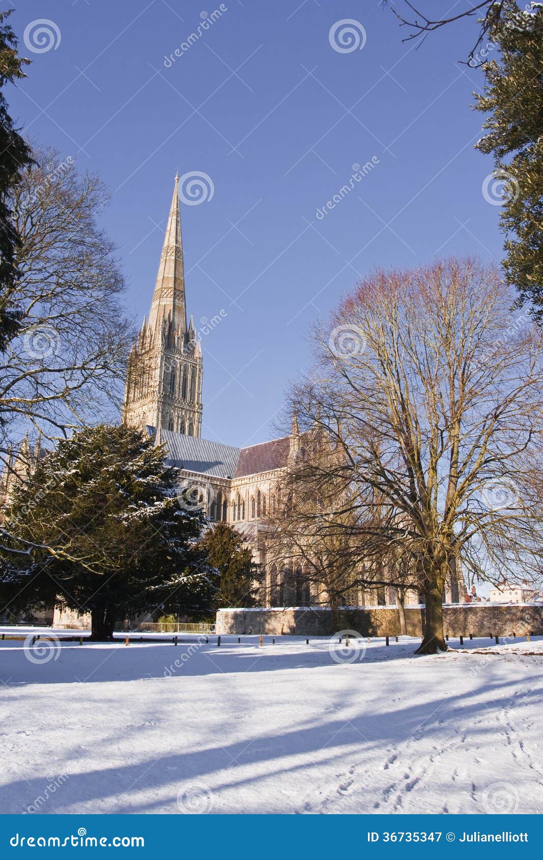 Salisbury cathedral snow stock image. Image of leisure - 36735347