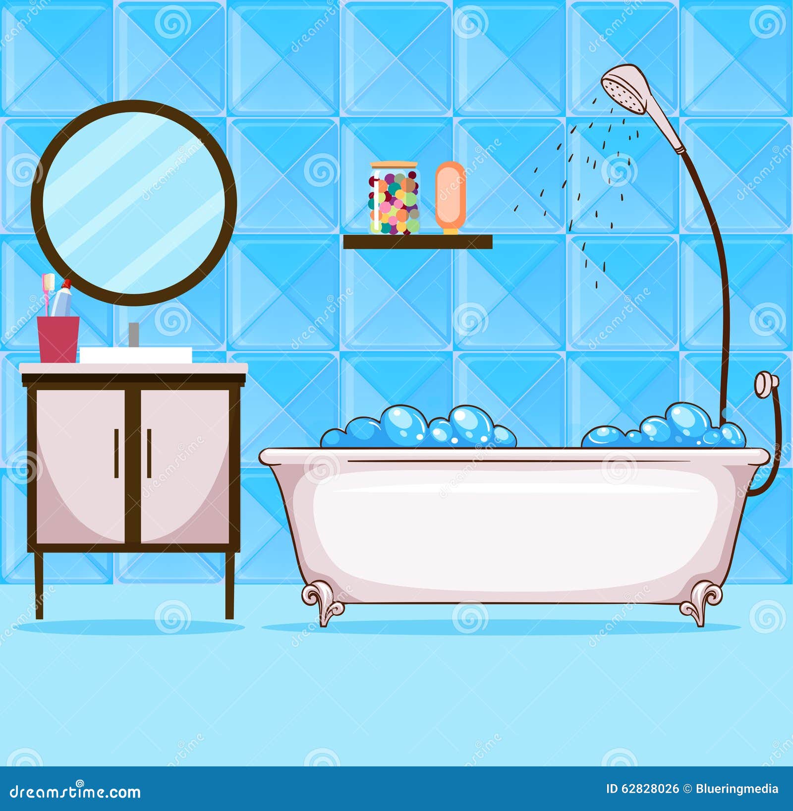 Salle De Bains Avec La Baignoire Et La Douche Illustration de Vecteur ...