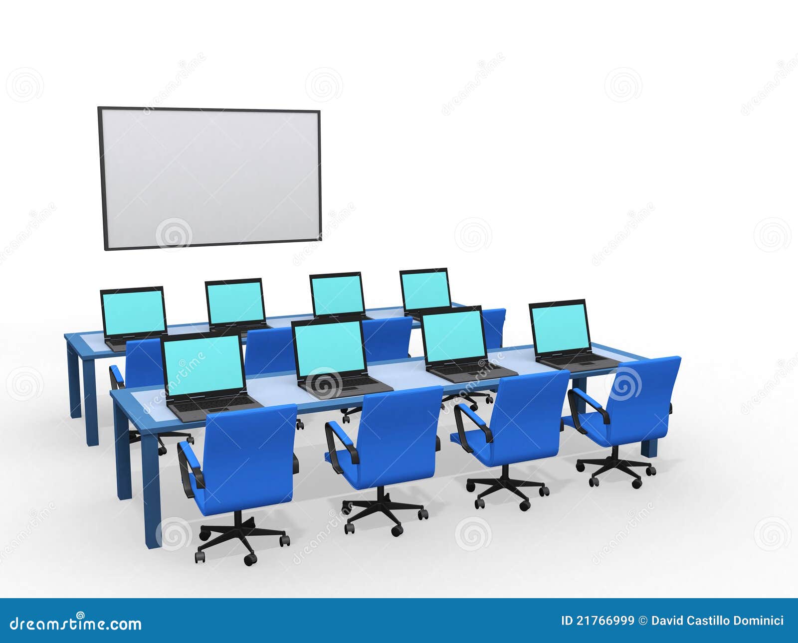 Salle De Classe Moderne Avec Des Ordinateurs Illustration Stock ...