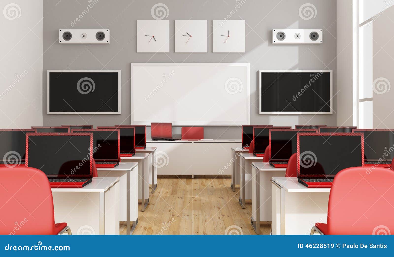 Salle De Classe Moderne De Multimédia Illustration Stock - Illustration ...