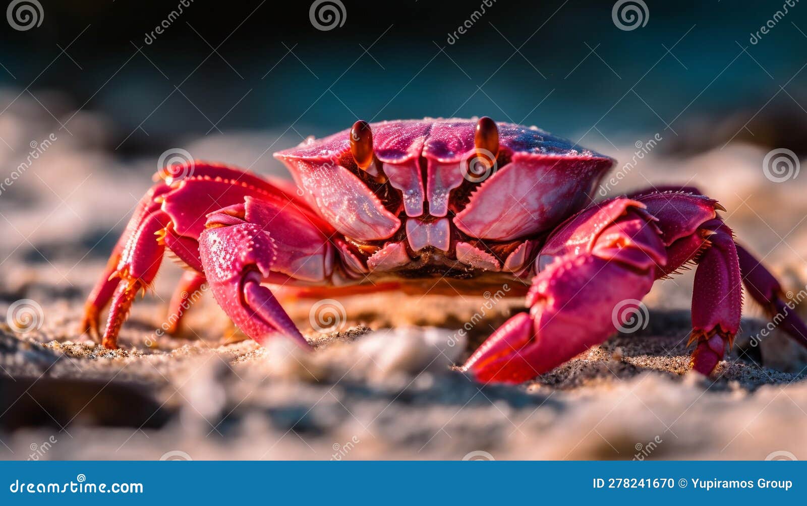 Sally Lightfoot Crab Pinching Seafood on Sand Generated by AI Stock ...