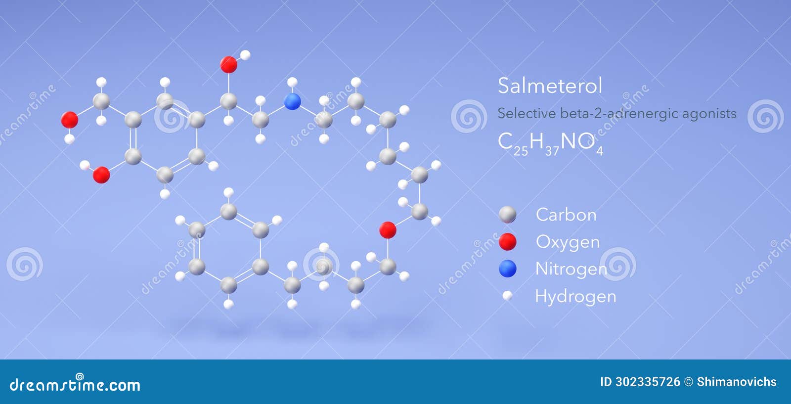 Salmeterol Molecule 3d, Molecular Structure, Ball And Stick Model ...