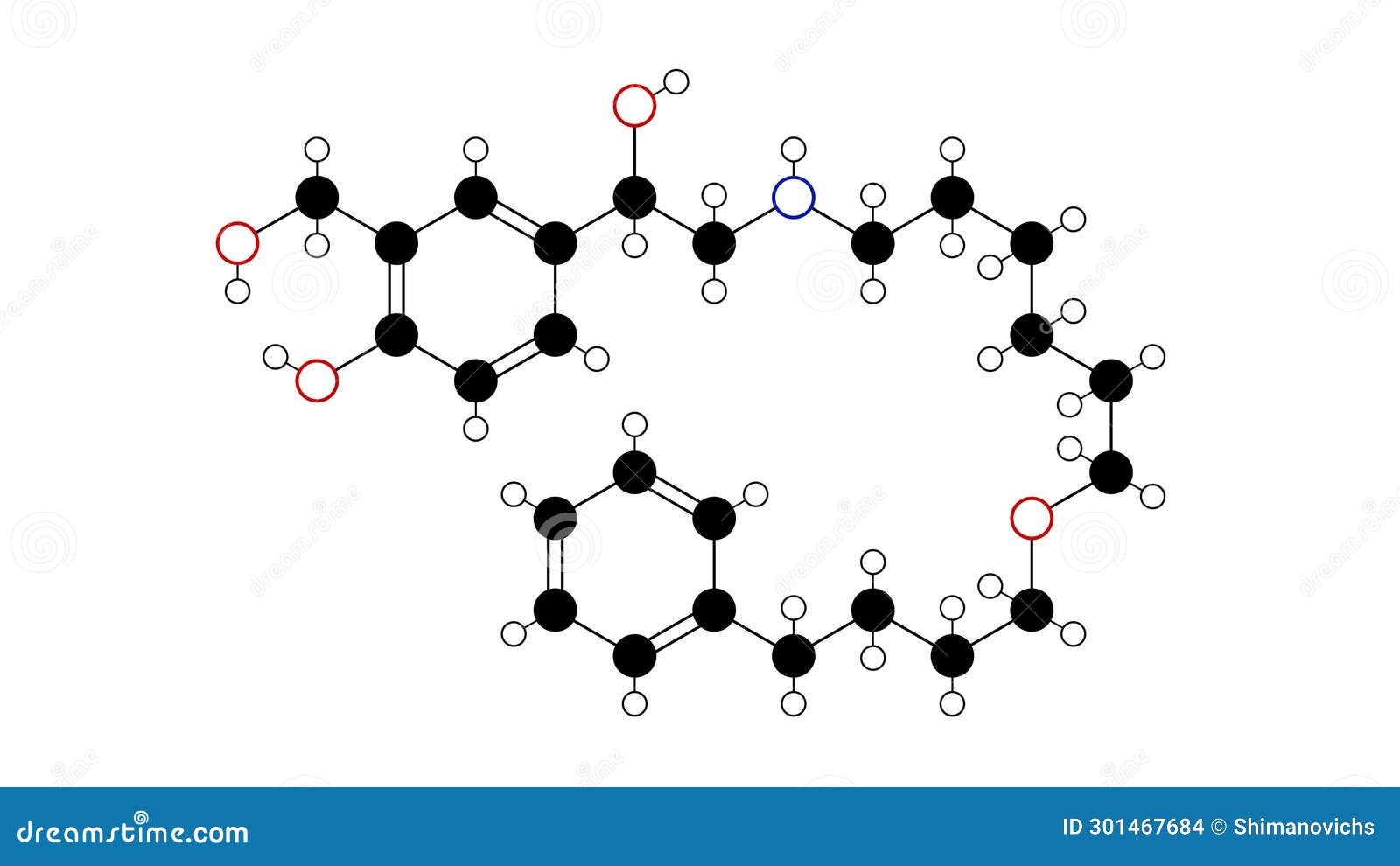 Salmeterol Molecule, Structural Chemical Formula, Ball-and-stick Model ...