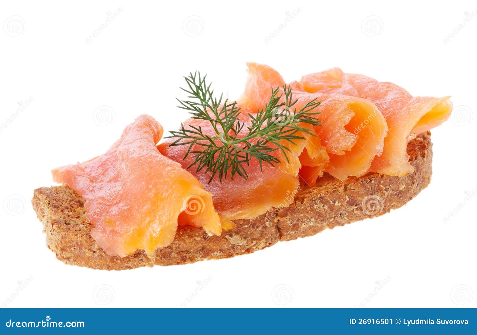Salmon on bread stock image. Image of snack, background - 26916501