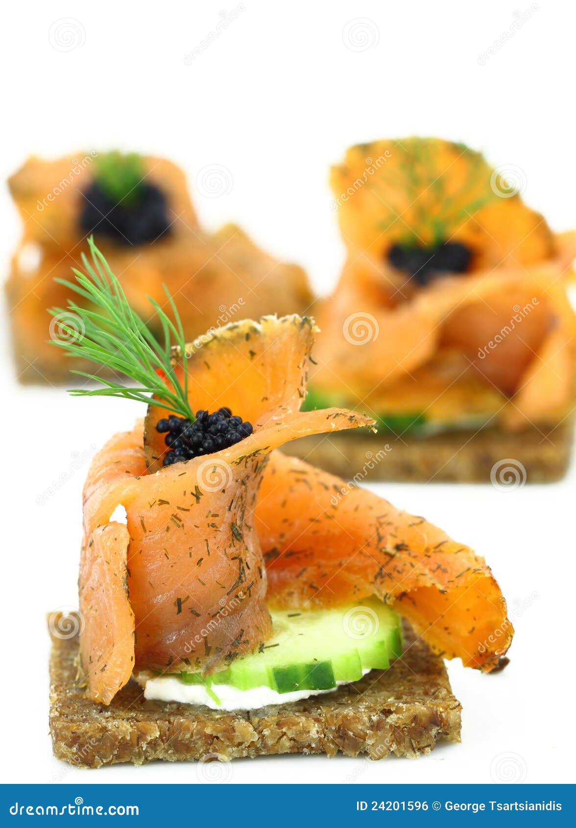 Salmon canape stock photo. Image of gastronomy, buffet - 24201596