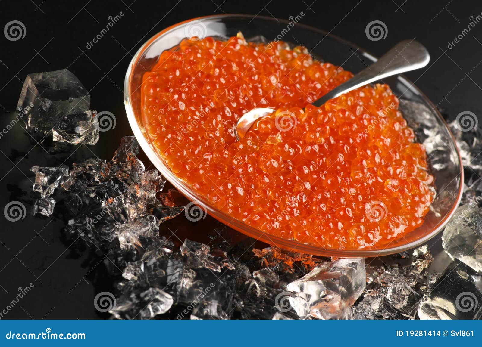 Salmon caviar in plate stock photo. Image of food, frozen - 19281414