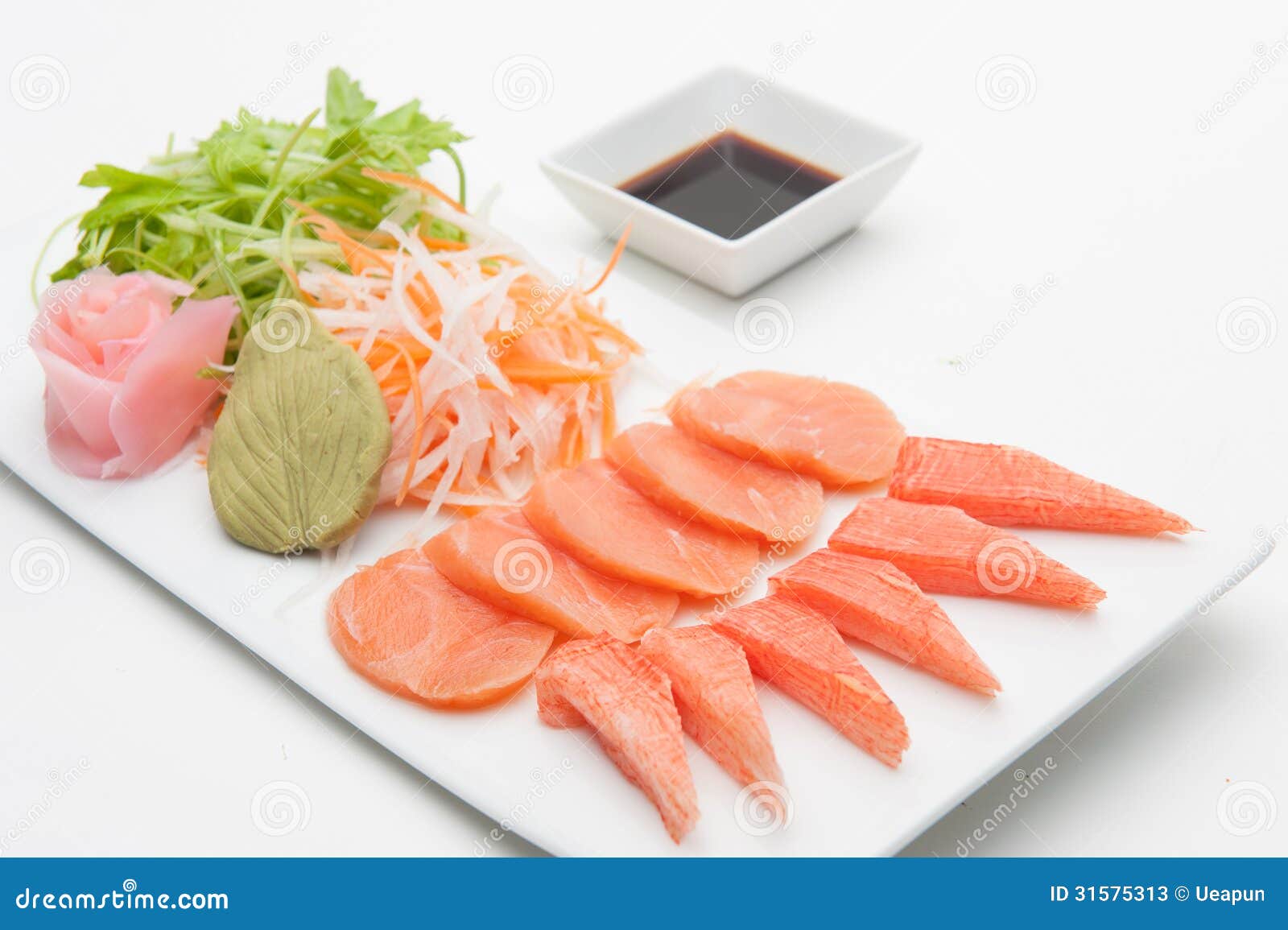 Salmon and Crab Stick Sashimi Stock Image - Image of dinner, ingredient ...