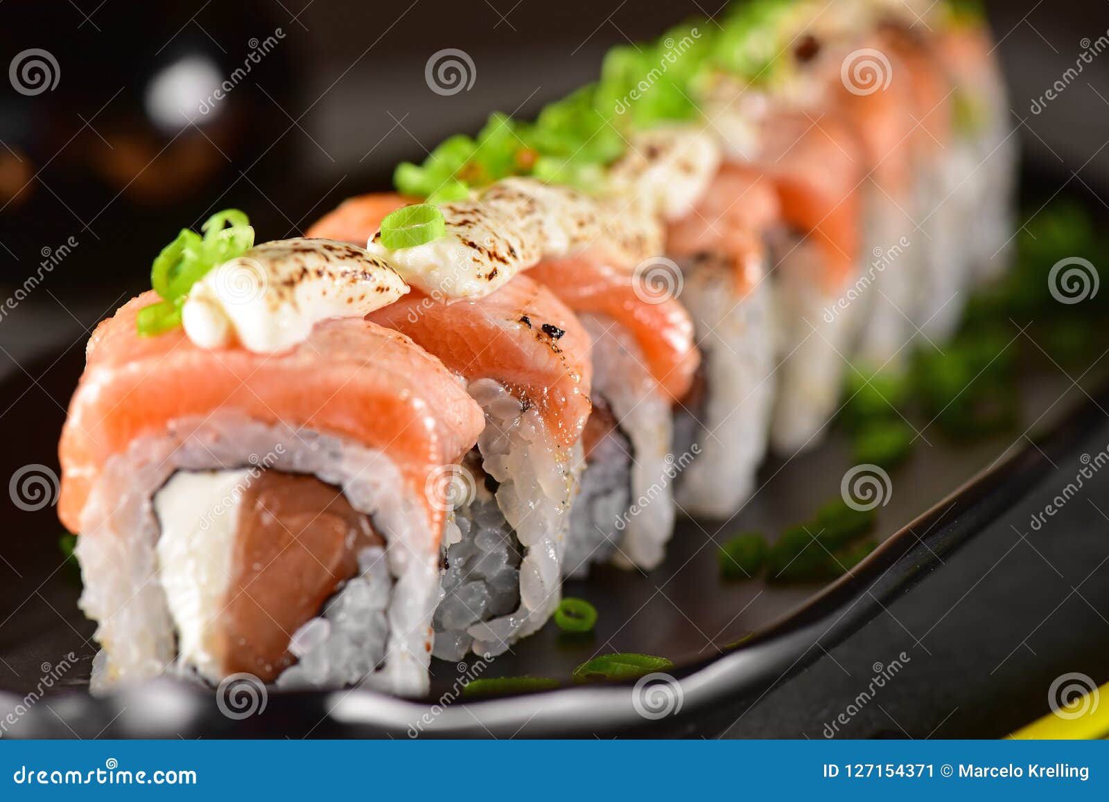 Salmon and Cream Cheese Sushi Stock Image - Image of maki, restaurant ...