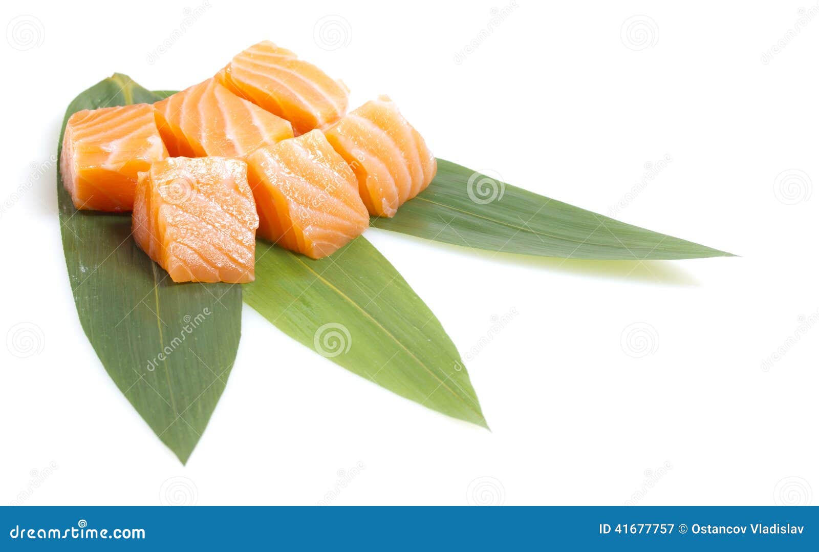Salmon Fillet on a Bamboo List Isolated Stock Image - Image of healthy ...