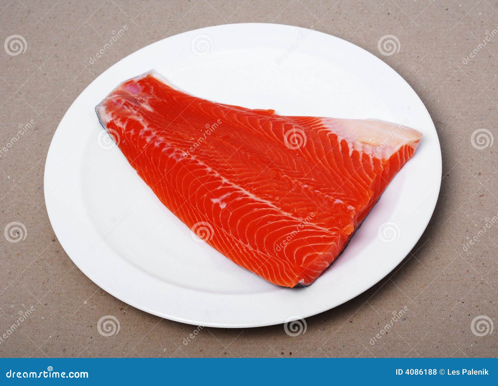 Salmon fillet on a plate stock photo. Image of salmon - 4086188