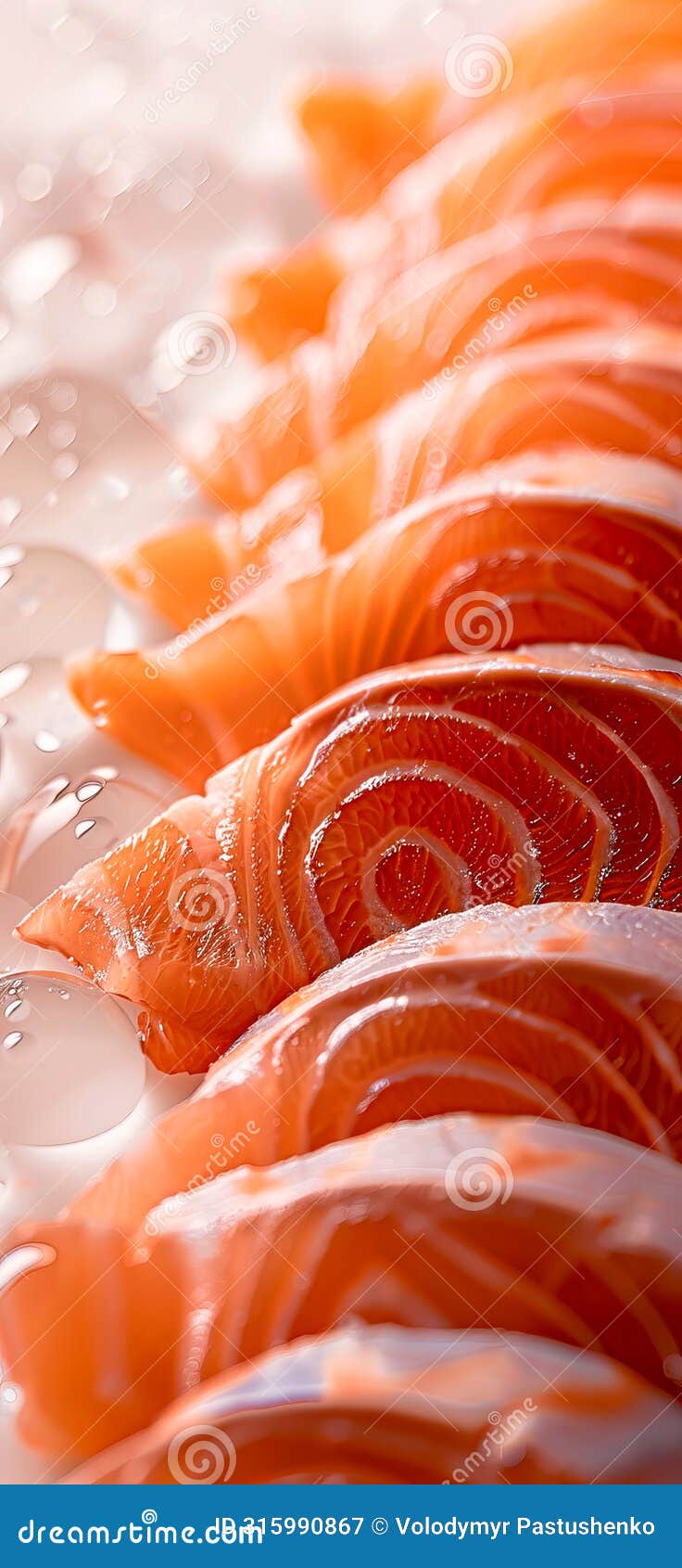 Salmon Fillets on a White Surface with Water Droplets Stock Image ...