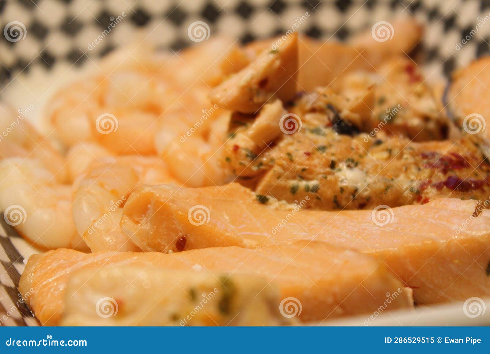 Salmon and Fish in a Bowl Close Up Stock Image - Image of prawns ...