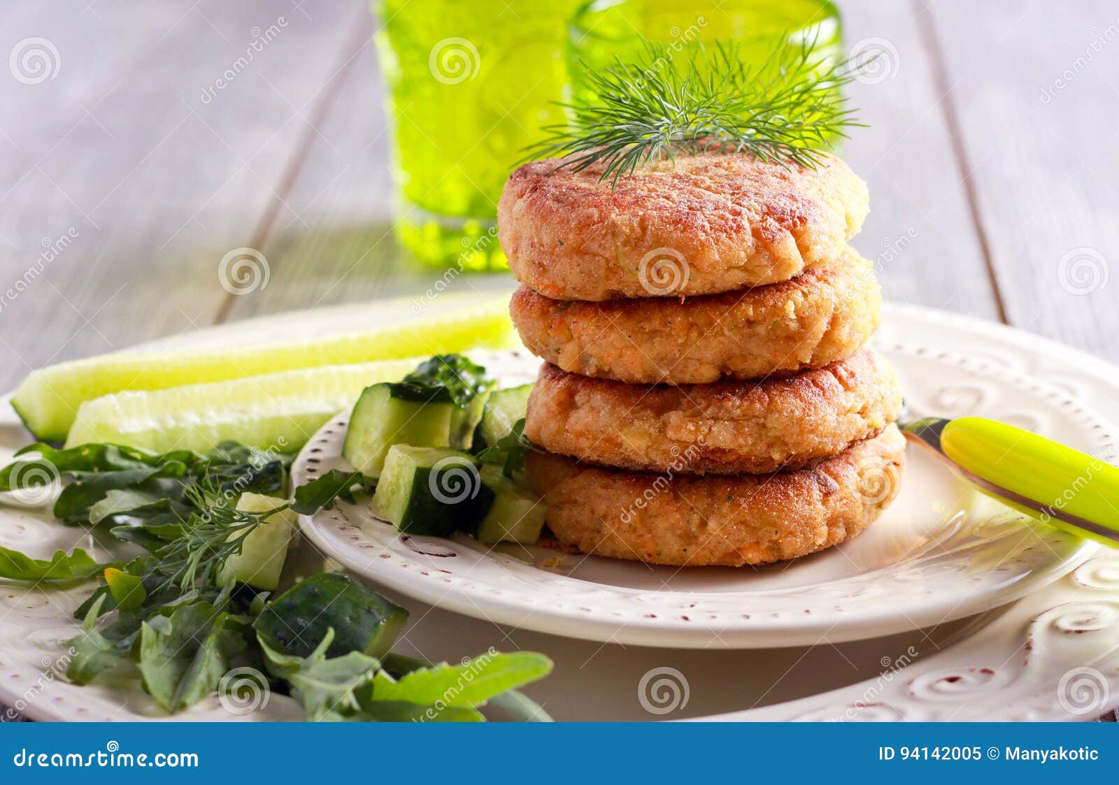 Salmon Fish Cakes on Plate, Stock Image - Image of fritters, homemade ...