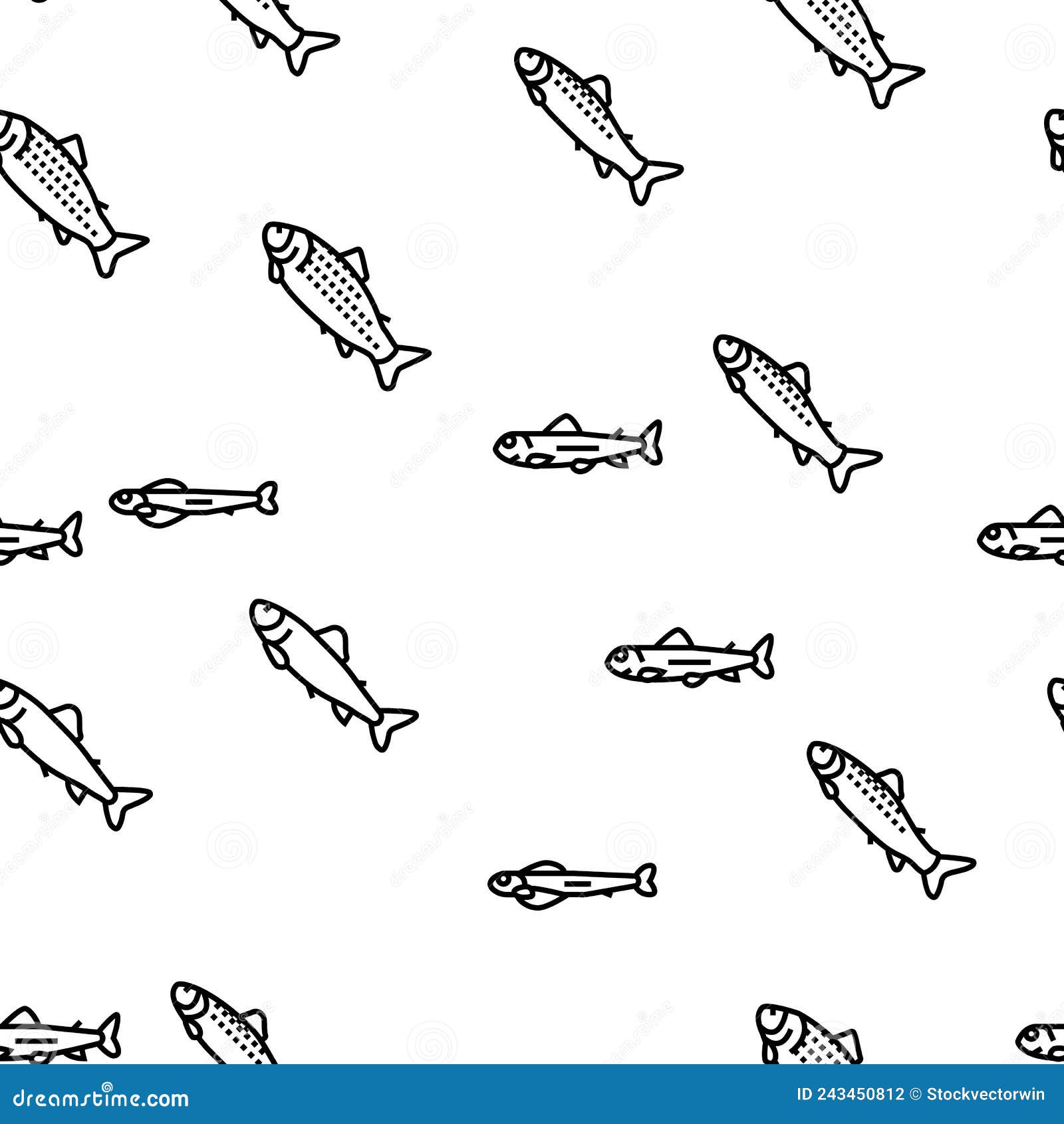 Salmon Fish Delicious Seafood Vector Seamless Pattern Stock Vector ...