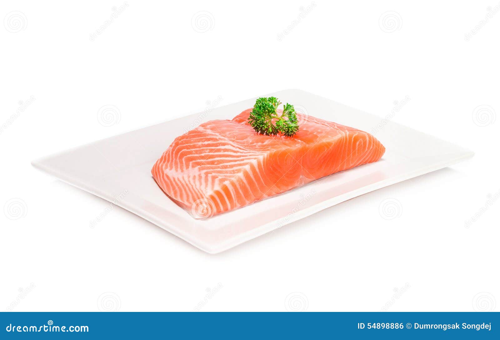 Salmon Fish Fresh Meat Slice on White Background Stock Photo - Image of ...
