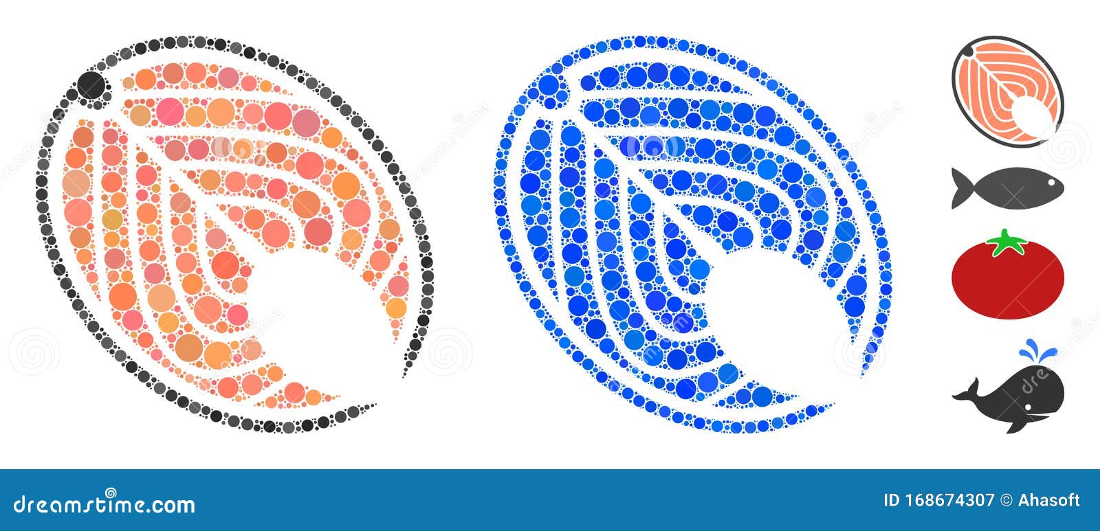 Salmon Fish Slice Composition Icon of Round Dots Stock Illustration ...