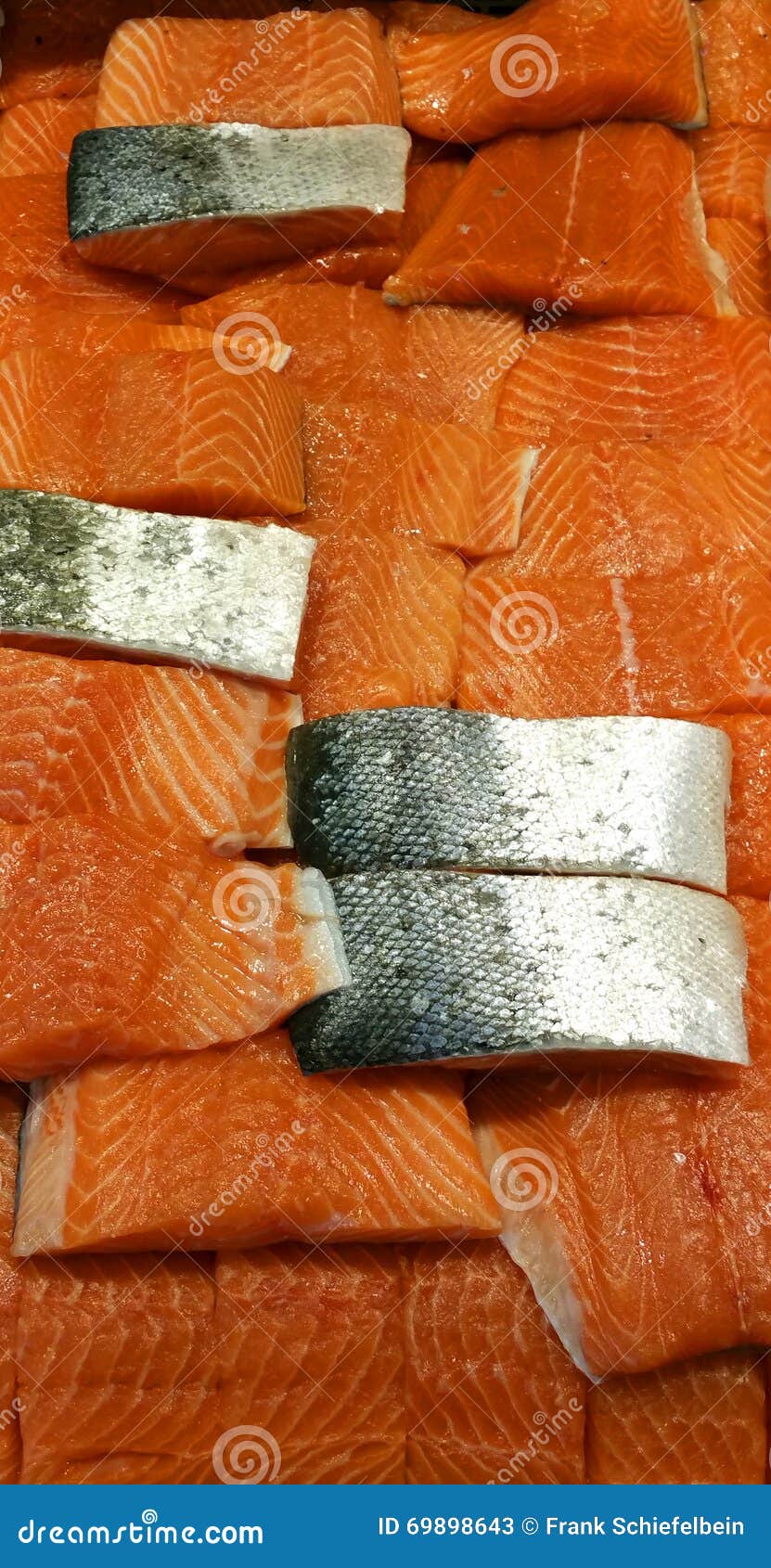Salmon Fish Steaks at the Butcher Stock Image - Image of meat, yummy ...