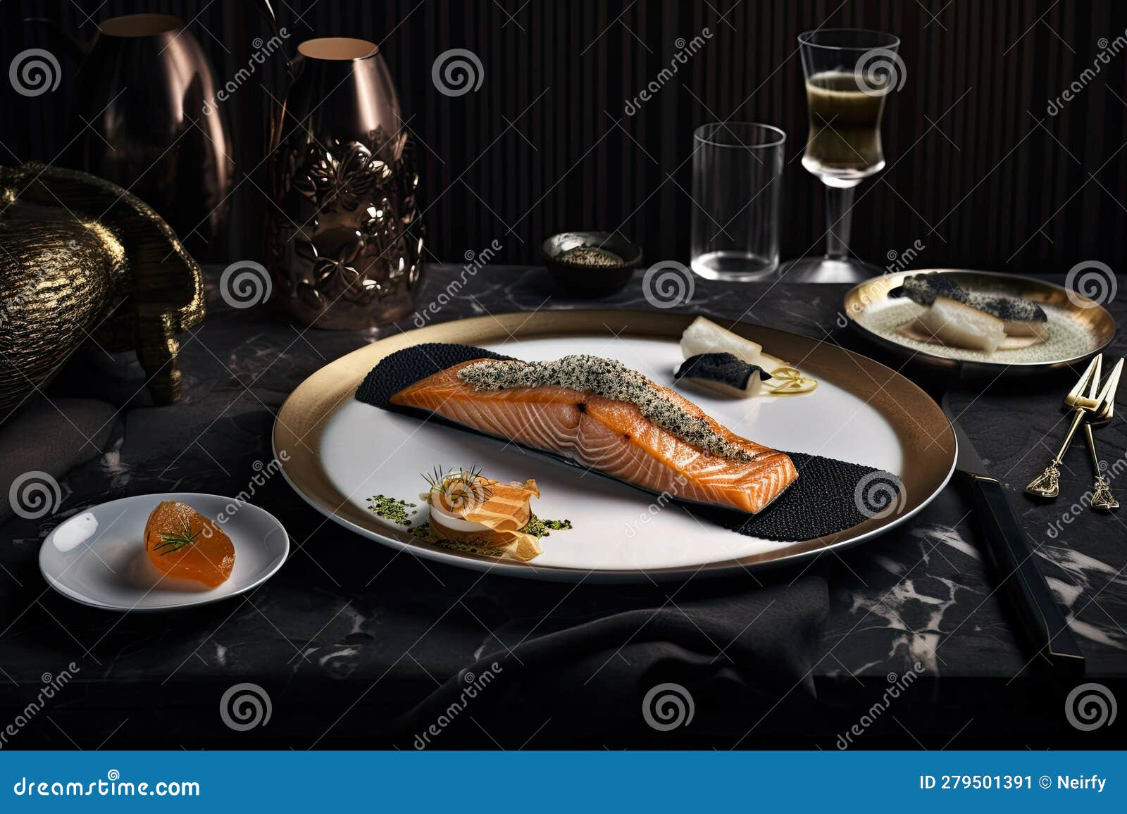 Salmon fish still life stock illustration. Illustration of dinner ...