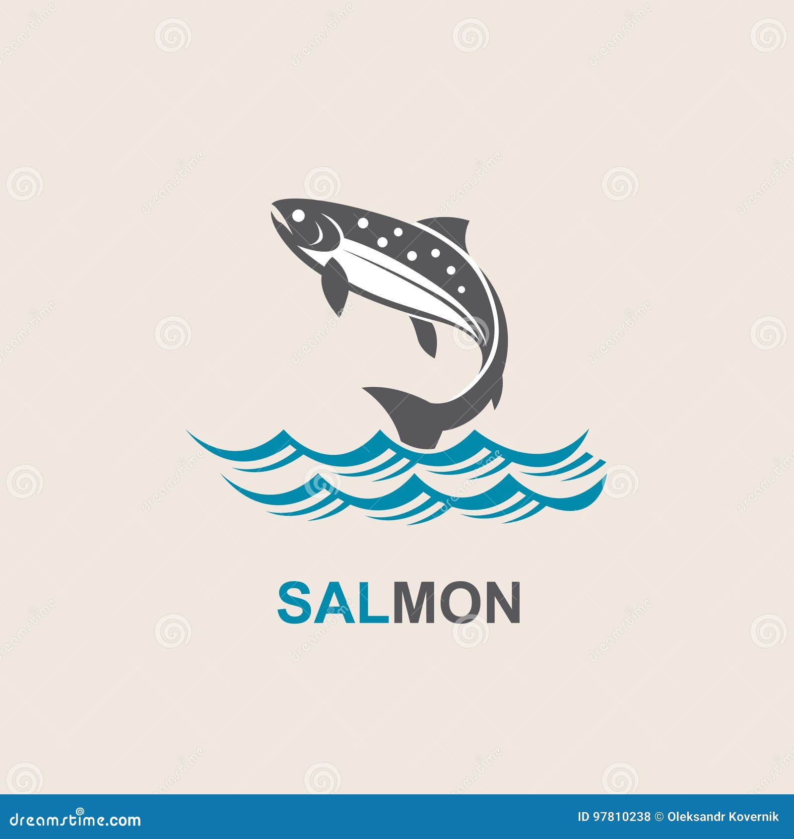 Salmon Fish symbol vektor illustrationer. Illustration av vatten - 97810238