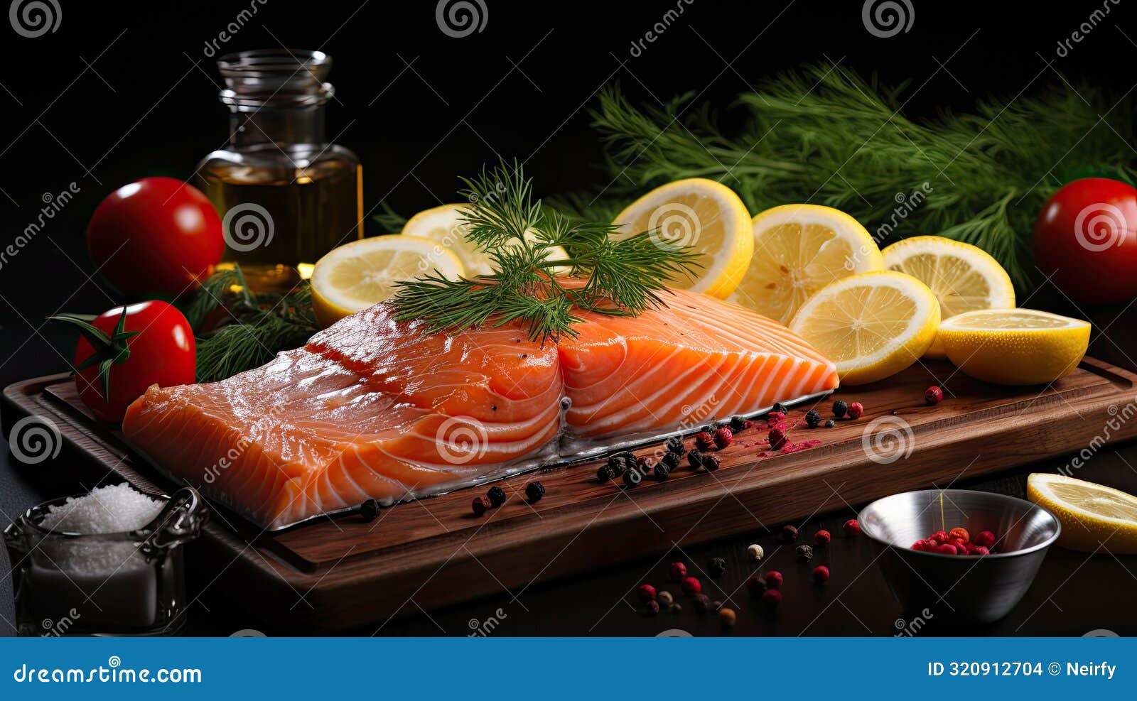 Salmon fish on table stock photo. Image of steak, kitchen - 320912704