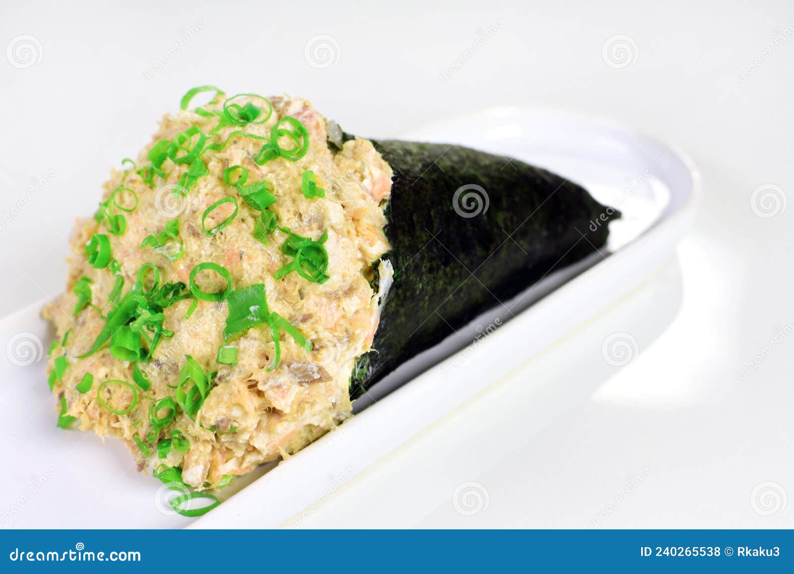 Salmon Fish Temaki in White Background Stock Photo - Image of wasabi ...