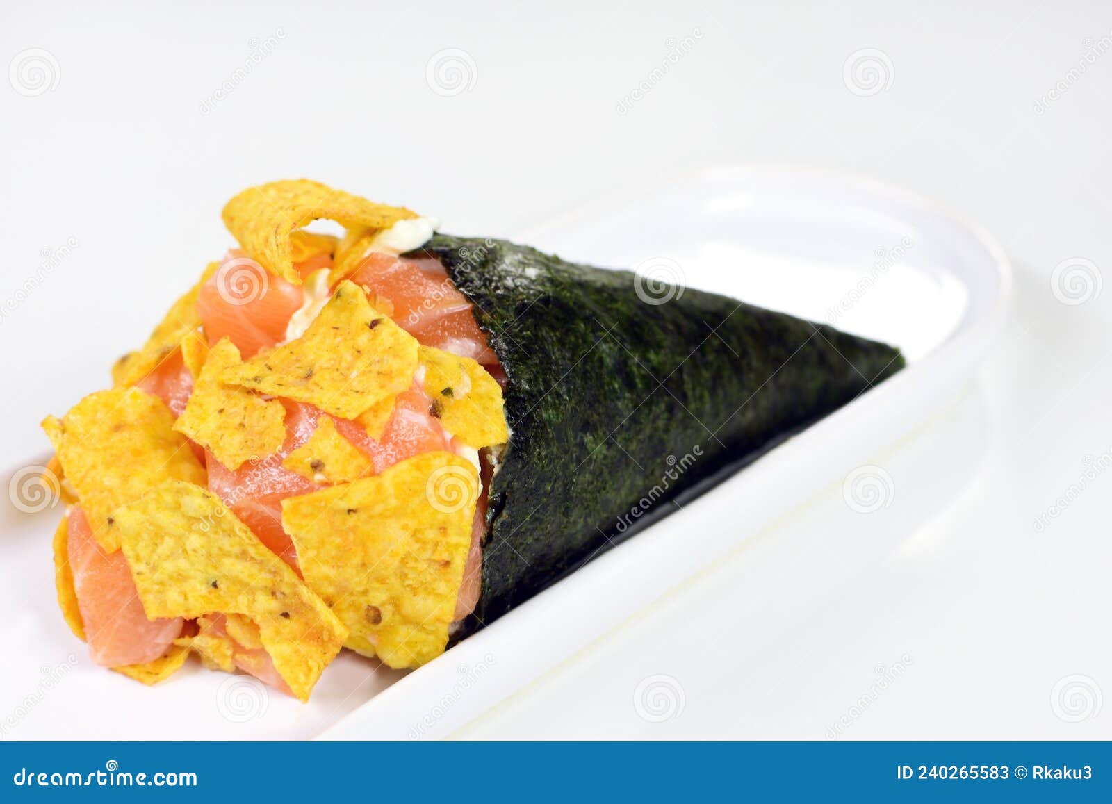 Salmon Fish Temaki in White Background Stock Image - Image of sashimi ...