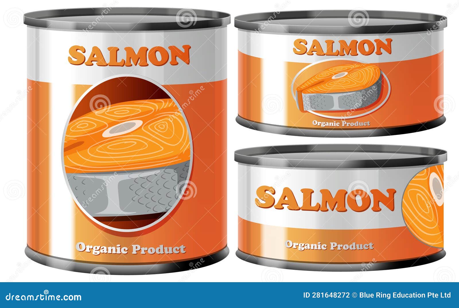 Salmon Fish in Tin Can Collection Stock Vector - Illustration of ...