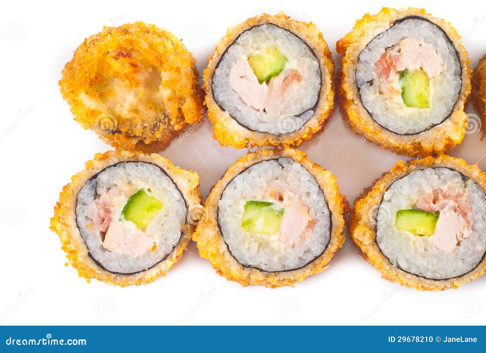 Hot Fried Sushi Roll With Shrimp, Cucumber And Unagi Sauce. Stock ...