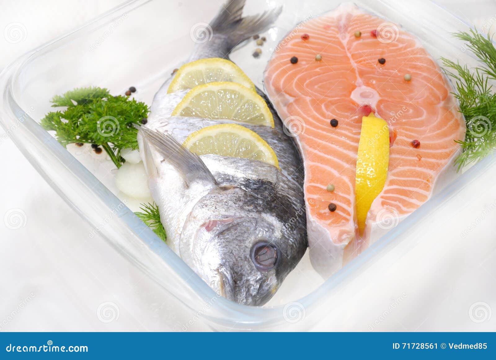 Salmon in a Glass Container Stock Image - Image of marinated ...