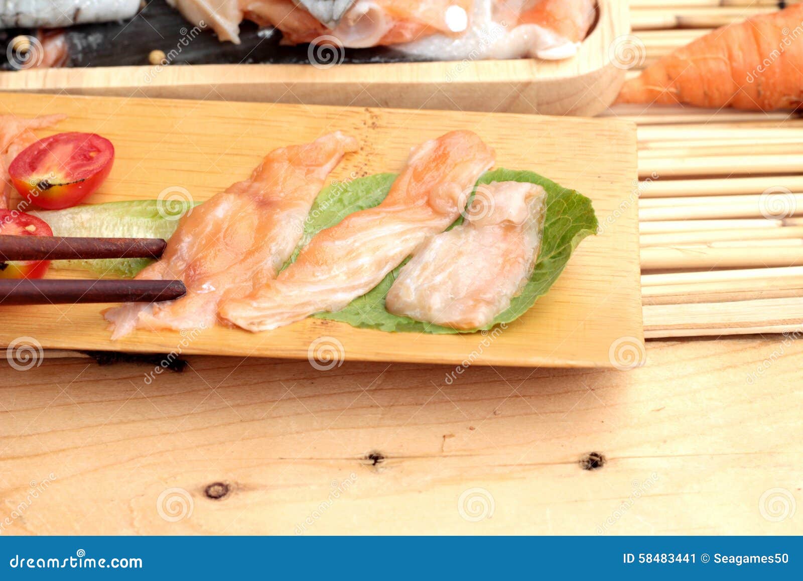 Salmon Head for Cooking and Fresh Salmon Fillets . Stock Image - Image ...