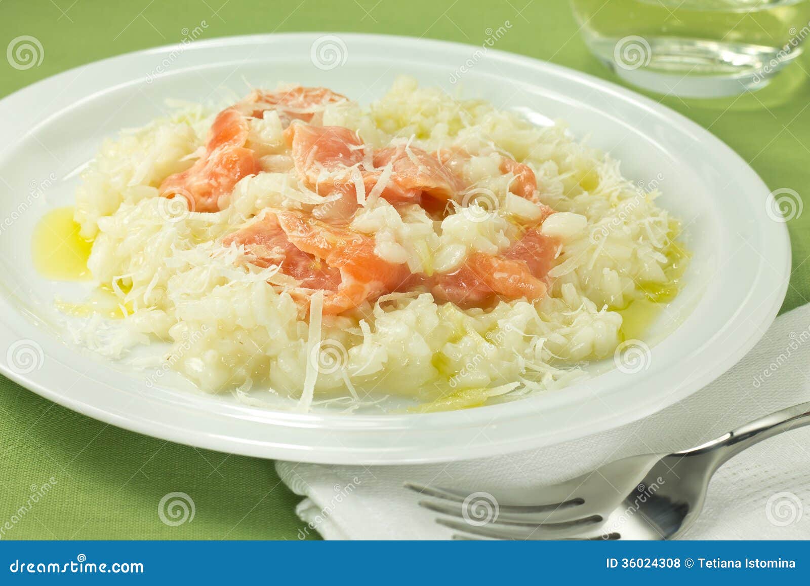 Salmon and leek risotto stock photo. Image of kitchen - 36024308