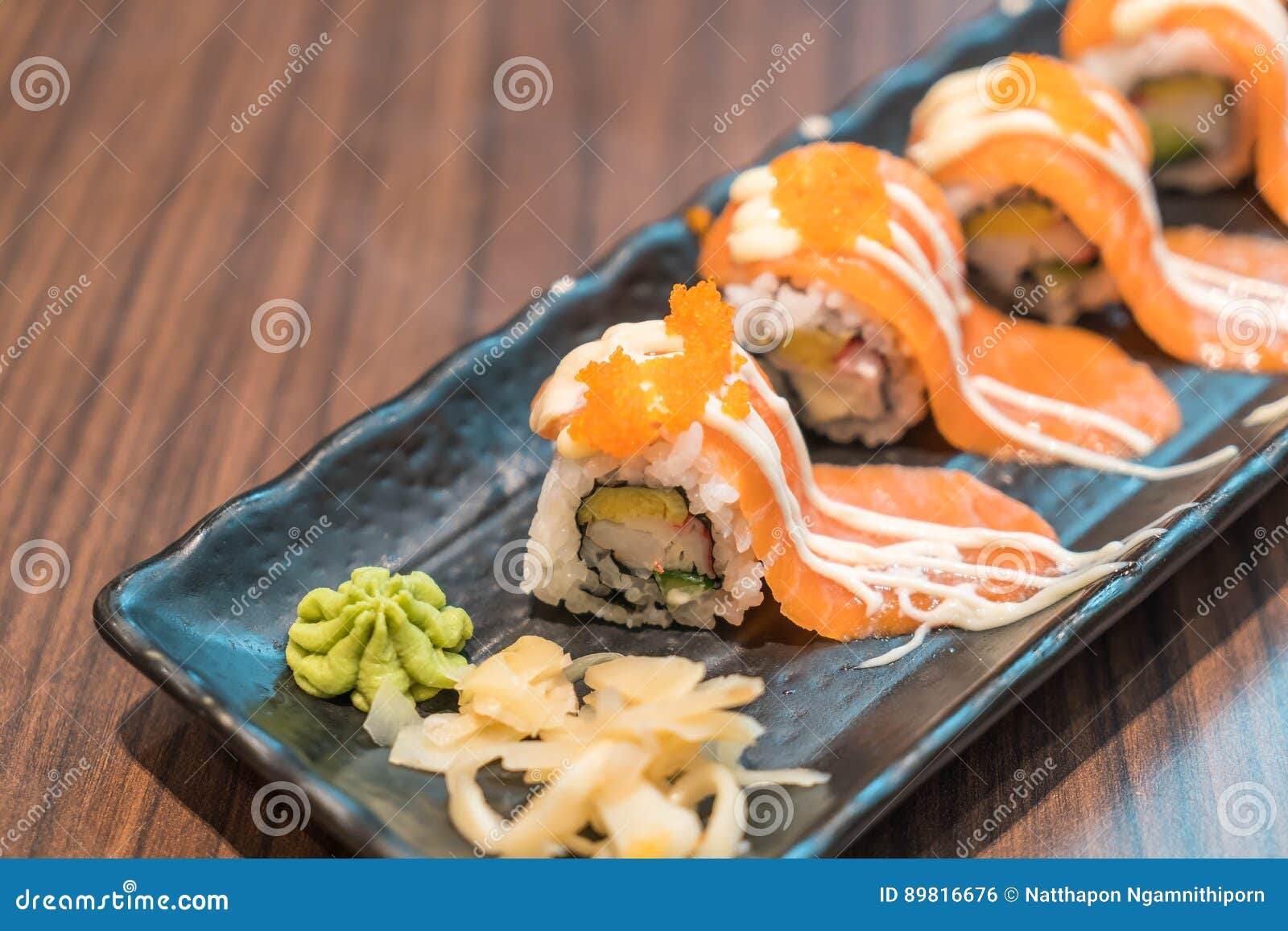 Salmon maki stock photo. Image of cheese, healthy, gourmet - 89816676