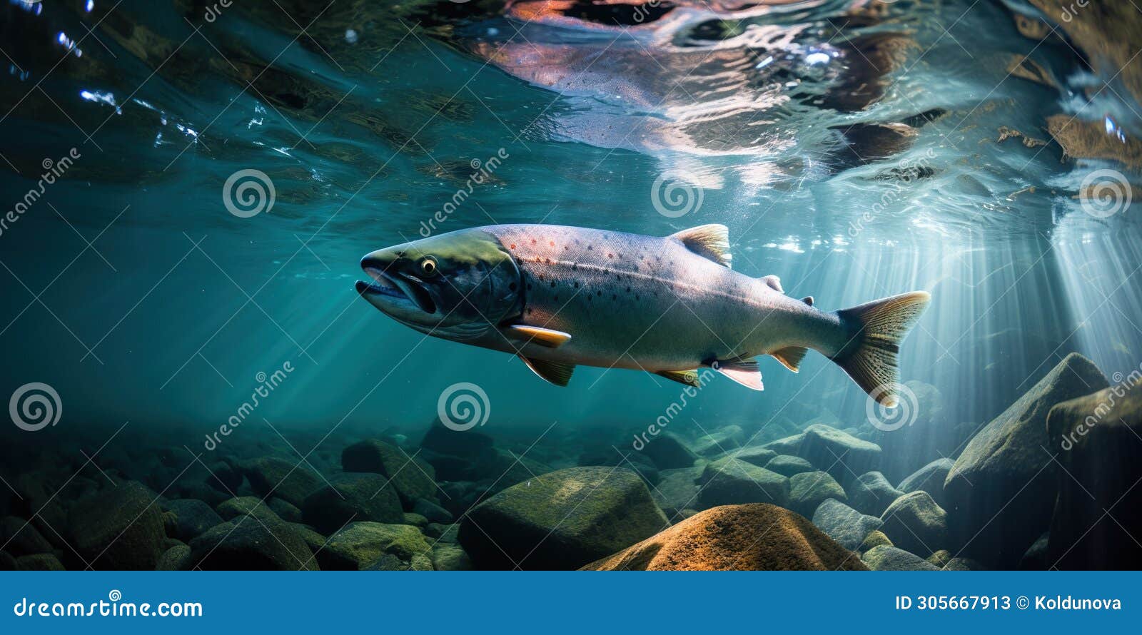 Salmon Navigating through the River Currents , Concept of Predator-prey ...