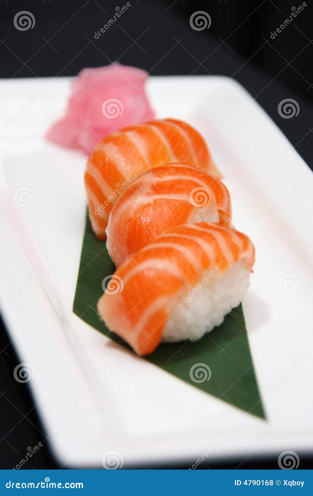 Salmon nigiri stock photo. Image of strip, plate, fish - 4790168