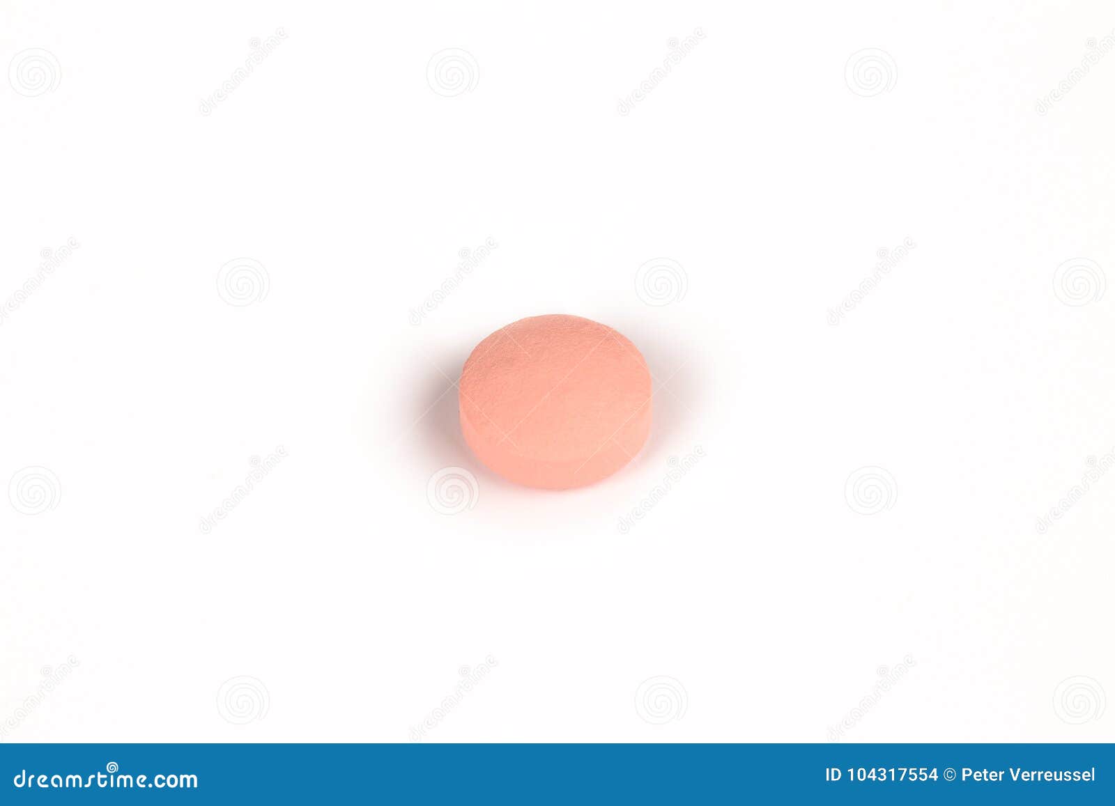 Salmon Pink Pill Isolated on White Stock Photo - Image of closeup ...