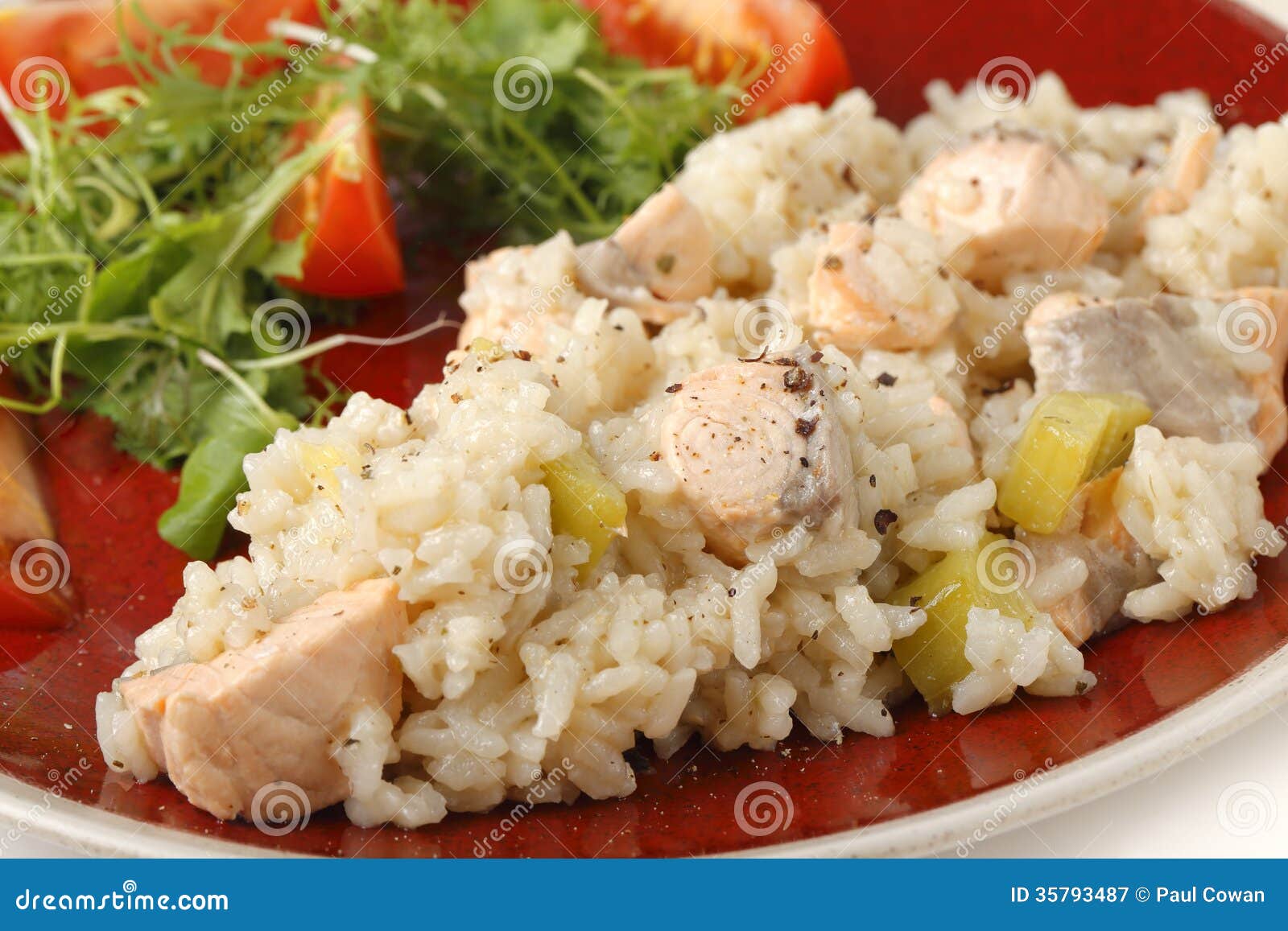 Salmon risotto close up stock image. Image of meal, italian - 35793487