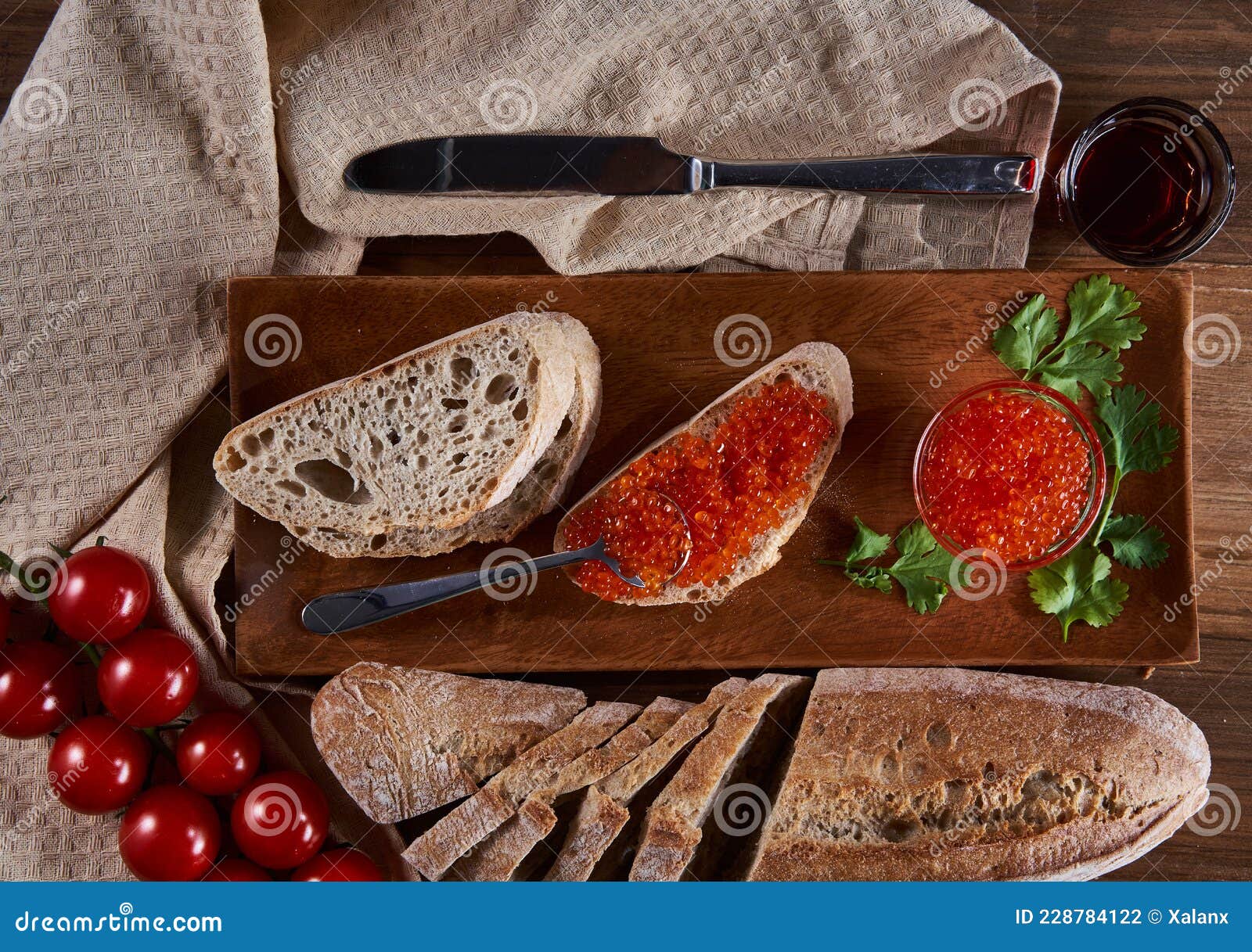 Salmon roe on bread stock photo. Image of macro, closeup - 228784122