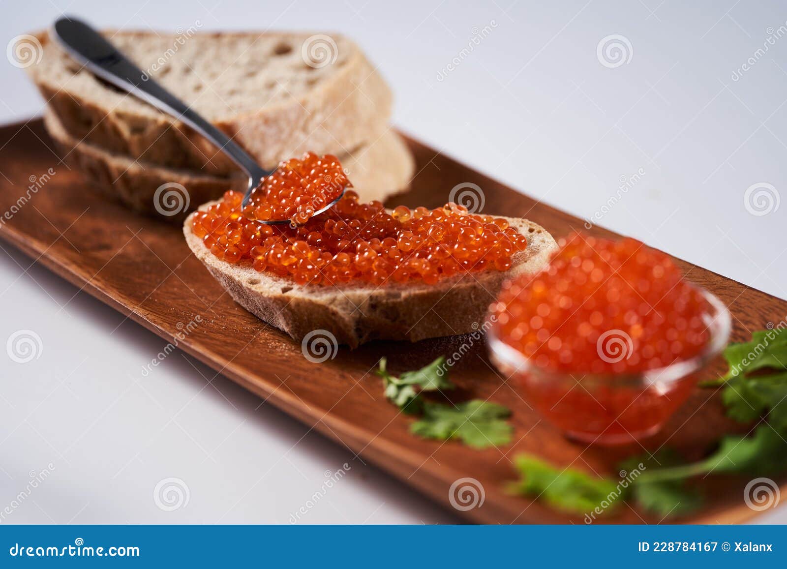 Salmon roe on bread stock image. Image of ingredient - 228784167