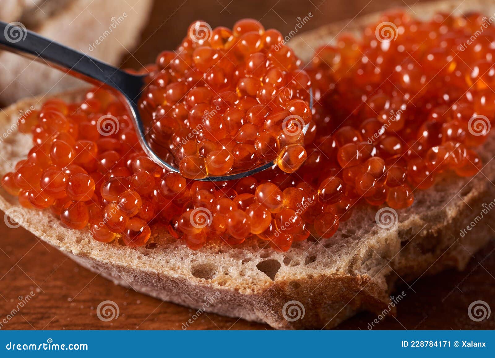 Salmon roe on bread stock image. Image of luxury, dinner - 228784171