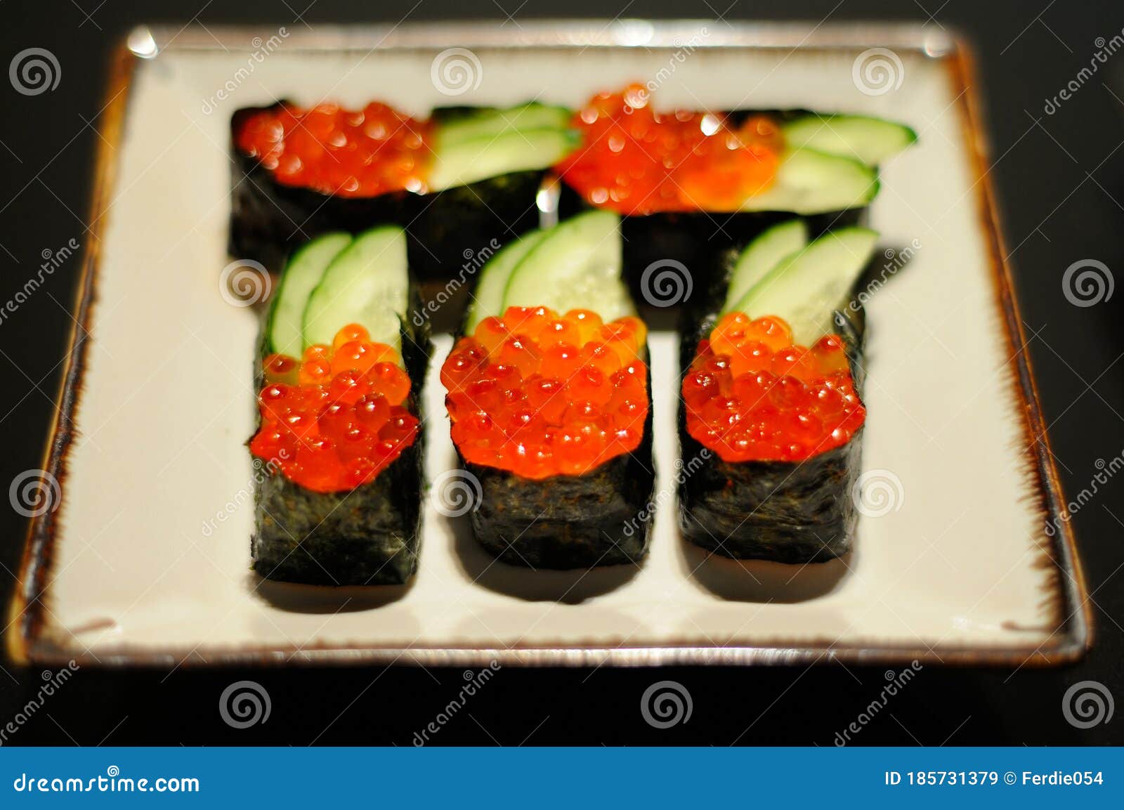 Salmon Roe Nigiri Sushi on a Tray Stock Image - Image of omega, cuisine ...