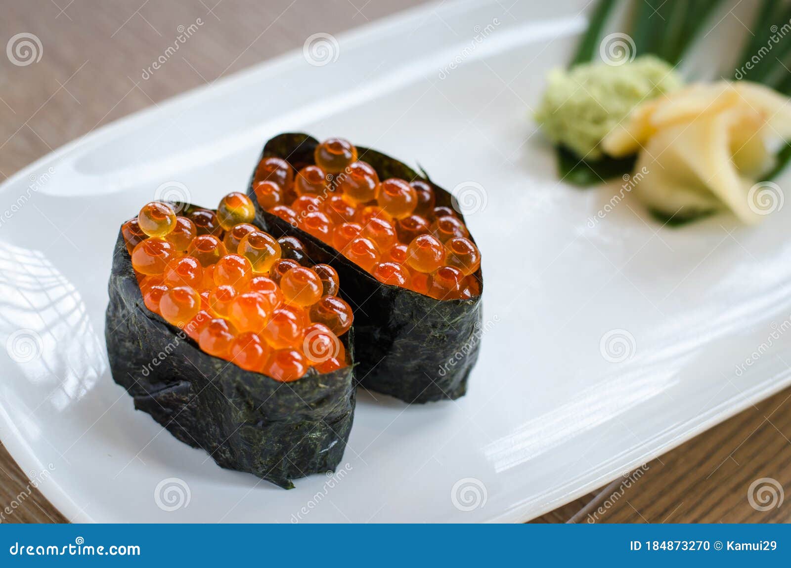 Salmon Roe Seaweed Sushi.Japanese Food Stock Photo - Image of macro ...