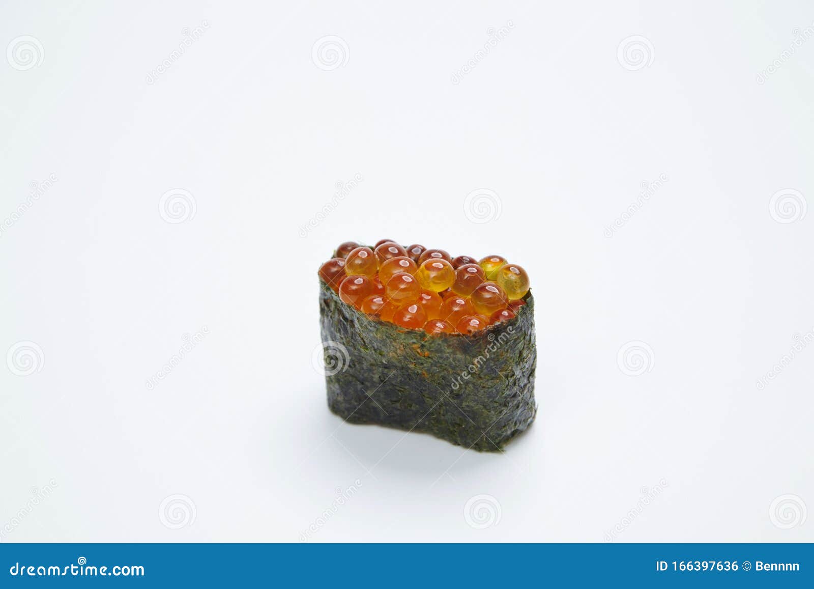 Salmon roe sushi on white stock photo. Image of culture - 166397636