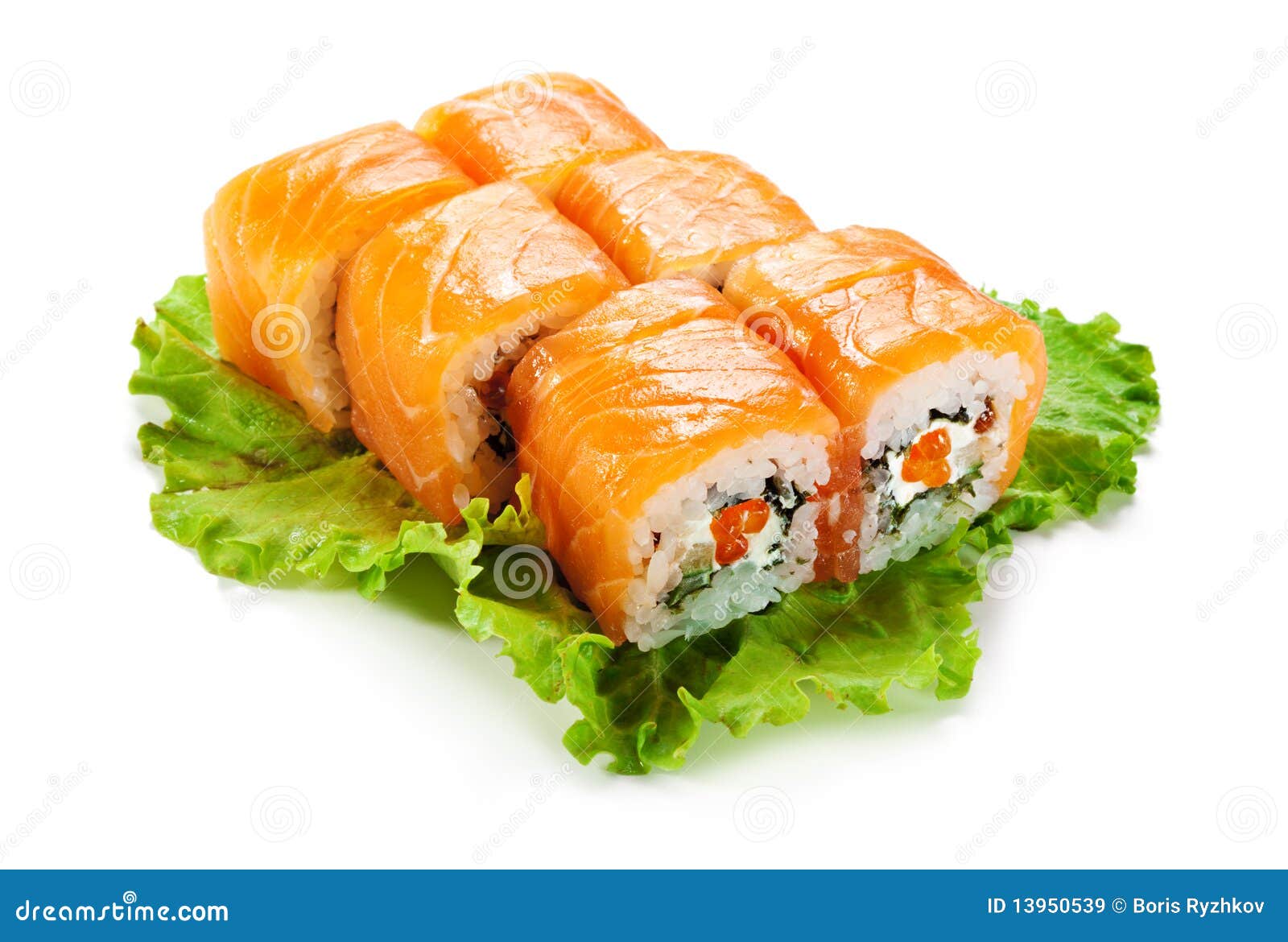 Salmon Roll stock image. Image of lettuce, health, gourmet - 13950539