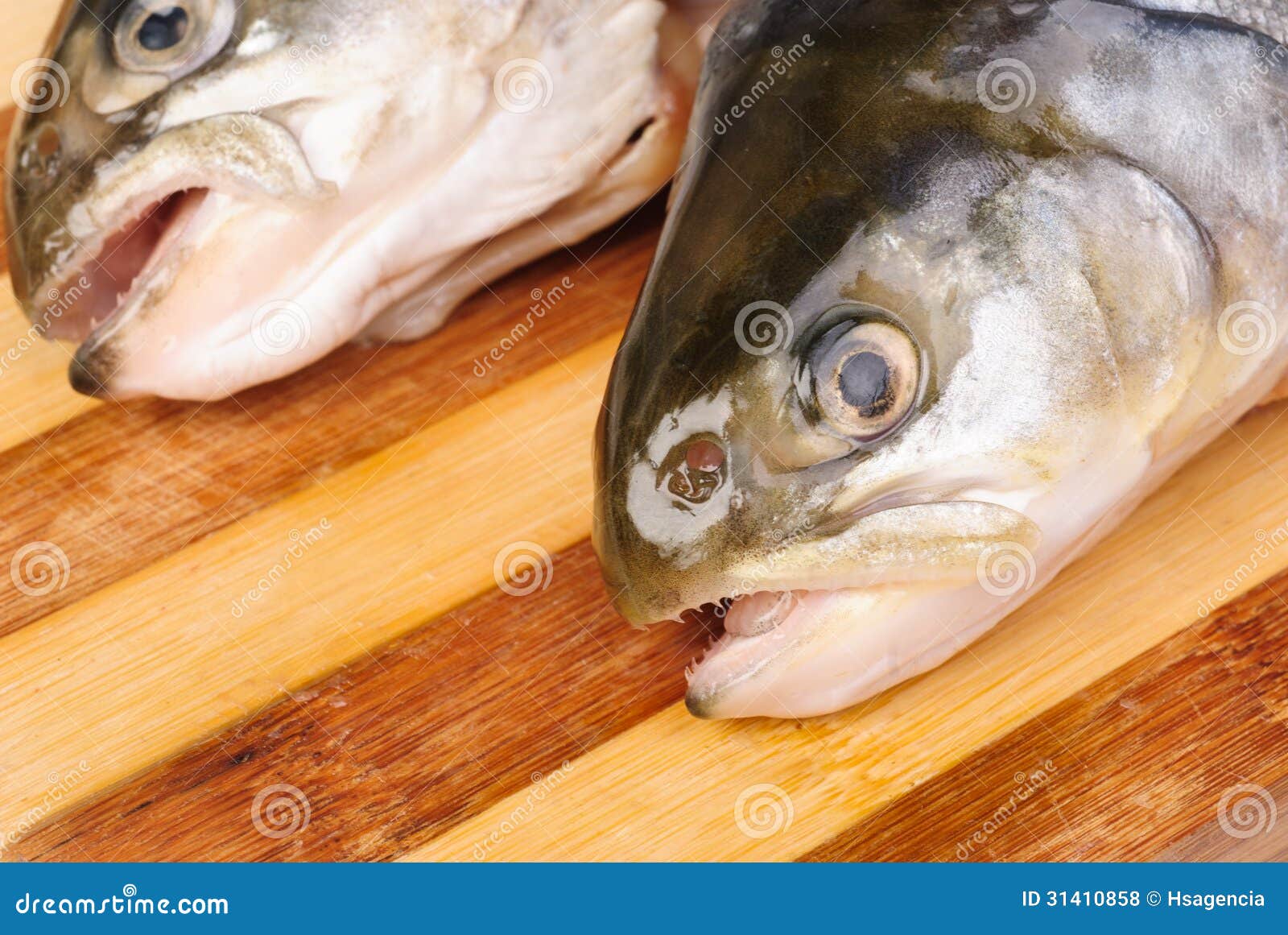 Salmon S Heads on Cutting Board Stock Photo - Image of sliced, luxury ...