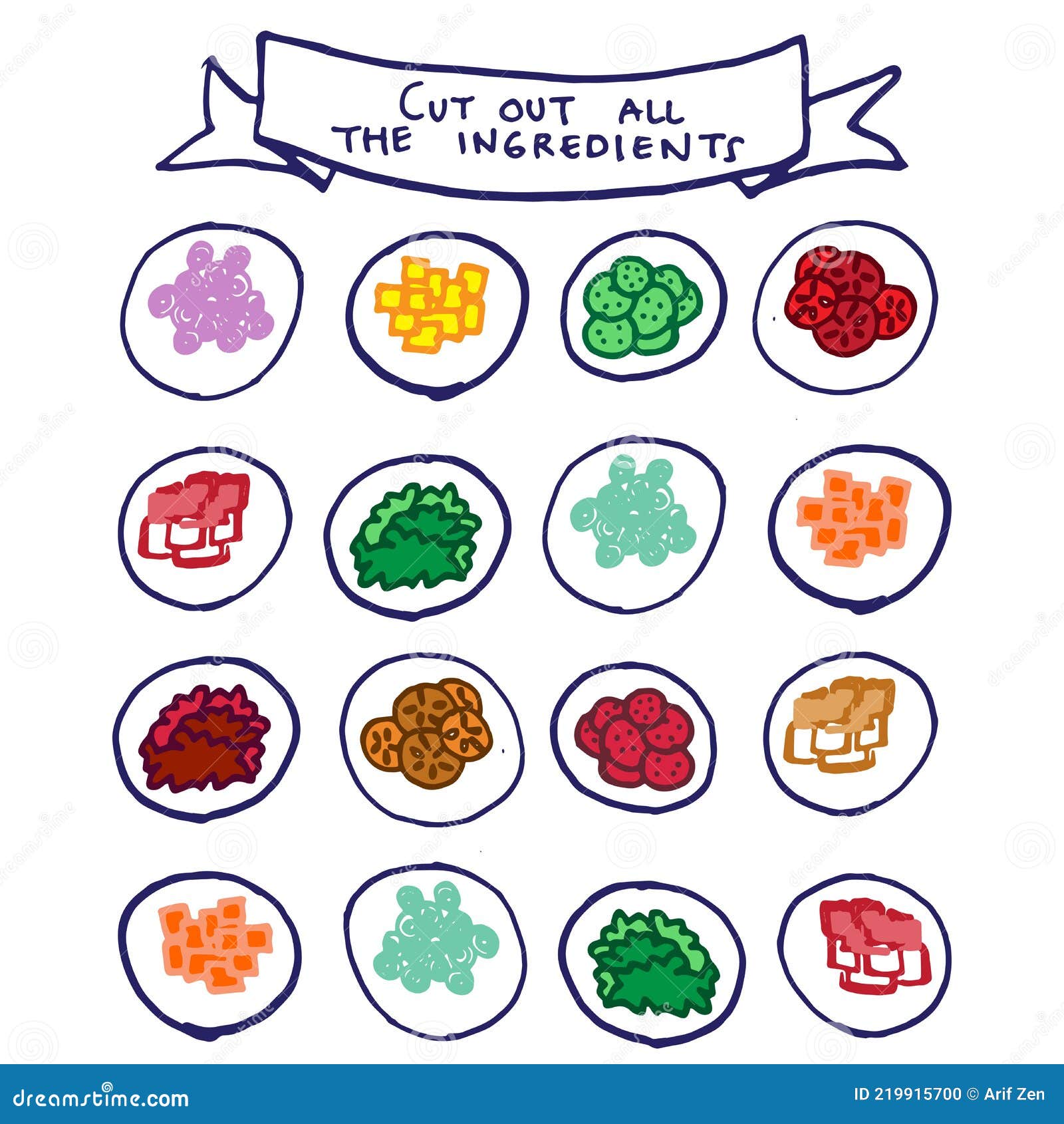 Set of Healthy Side Dishes - Hand-Drawn Plates with Sliced Vegetables ...