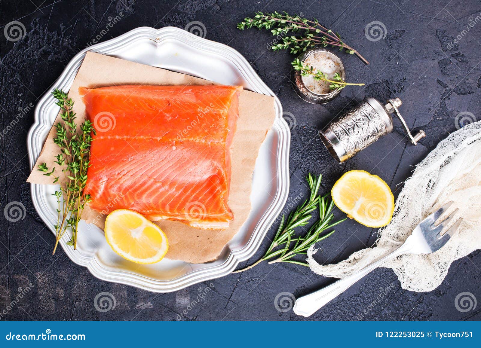 Salmon stock image. Image of meal, herb, cuisine, fresh - 122253025