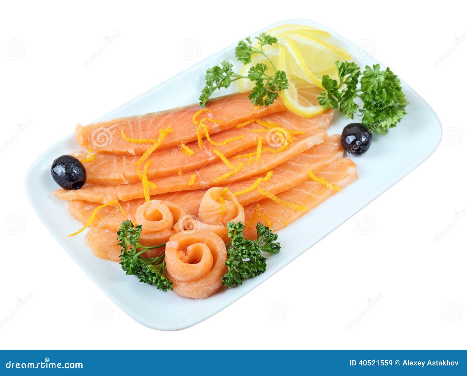 ?Salmon Slices stock image. Image of green, appetizer - 40521559