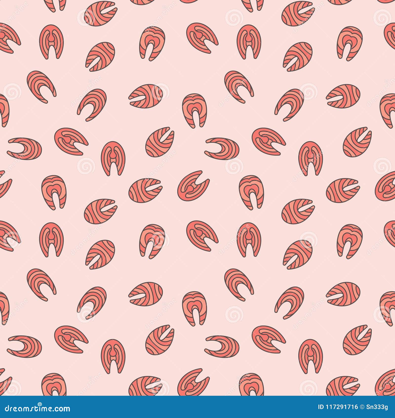 Salmon Slices or Steaks Vector Pink Seamless Pattern Stock Vector ...