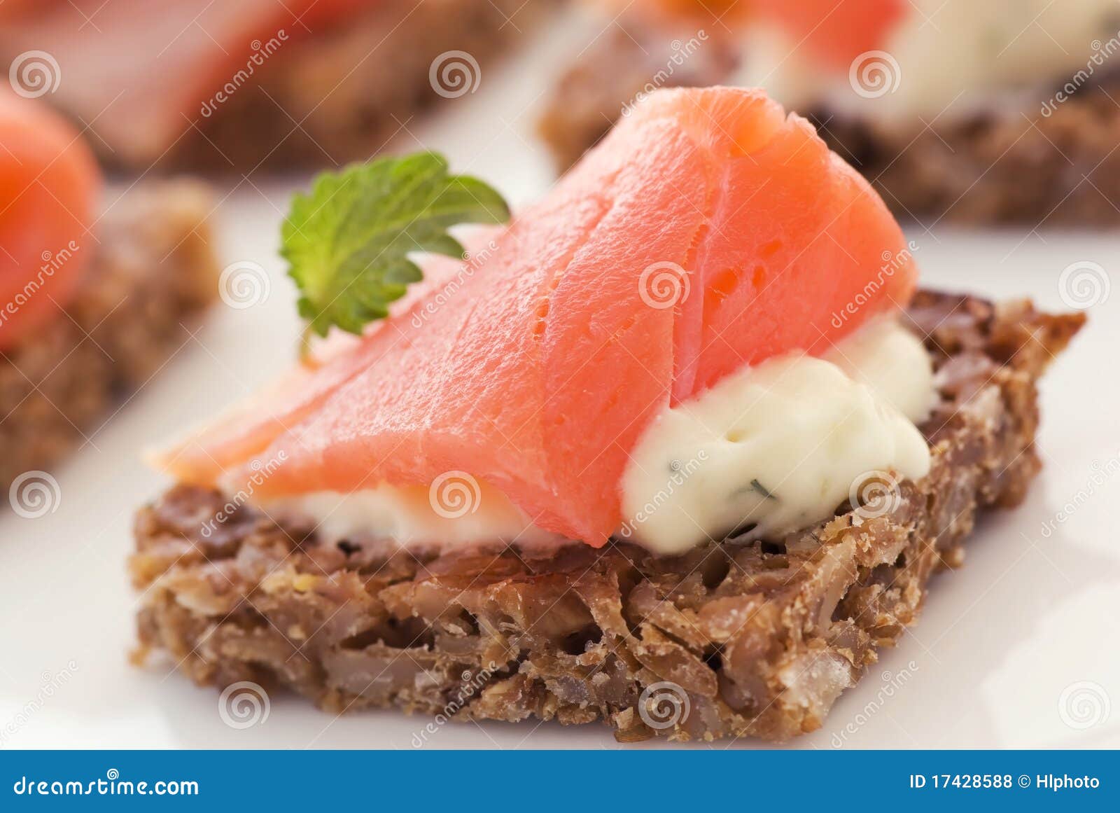 Salmon Snack stock photo. Image of mint, brown, appetizer - 17428588
